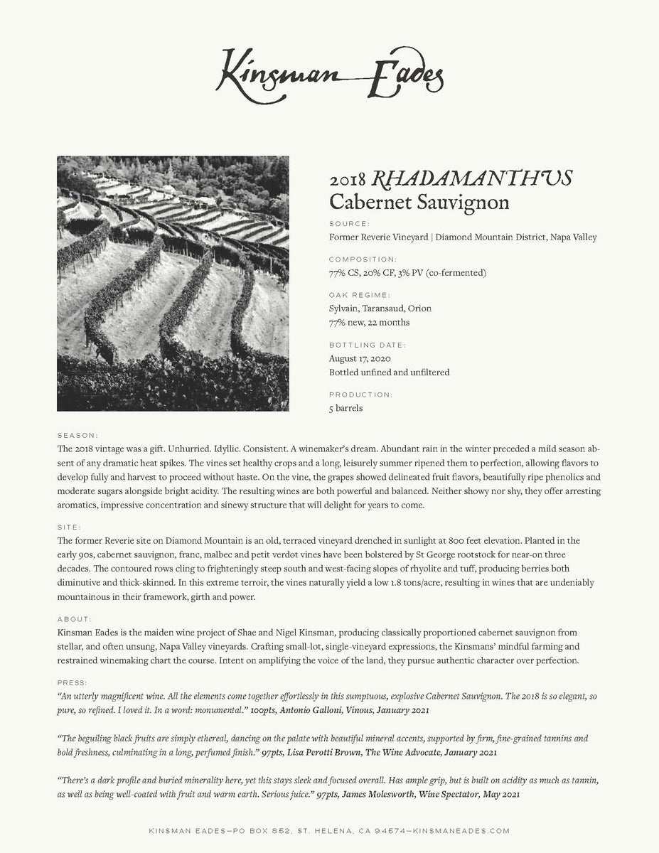 2019 Kinsman Eades Rhadamanthus Cabernet Sauvignon – CultWine